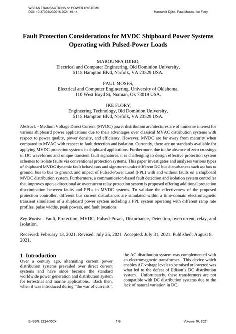 Pdf Fault Protection Considerations For Mvdc Shipboard Power Dokumen Tips