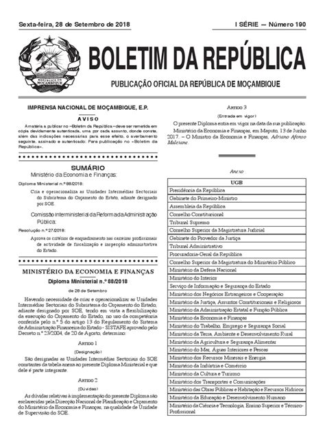 Diploma Ministerial N º 27 2018 De 28 De Setembro Critérios De