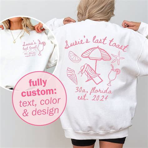 Custom Doodle Style Last Toast Bachelorette Sweatshirts Italian Summer Theme Group Party