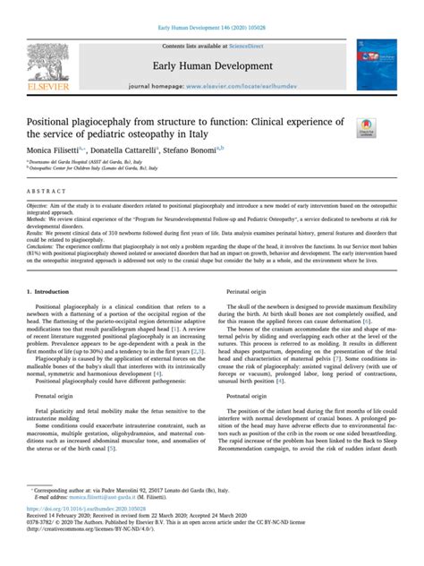 Positional Plagiocephaly From Structure To Function Clinic 2020