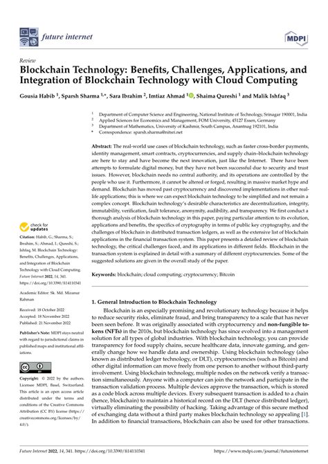 PDF Blockchain Technology Benefits Challenges Applications And Integration Of Blockchain