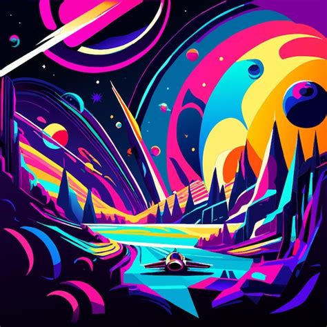 Psychedelic Space Themed Vector Illustration Premium Ai Generated Vector