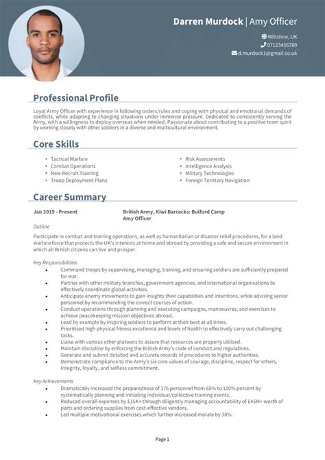 Army Resume Format