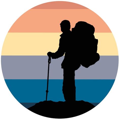 Premium Vector Sillhouette Hiking With Colour