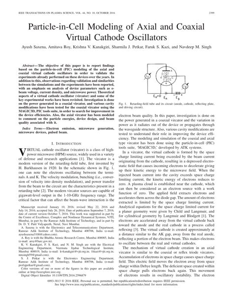 PDF Particle In Cell Modeling Of Axial And Coaxial Virtual Cathode Oscillators