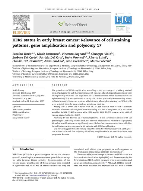 Pdf Her2 Status In Early Breast Cancer Relevance Of Cell Staining