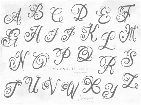 Fancy Letters Svg Cursive Alphabet Svg Hand Lettered Script Monogram