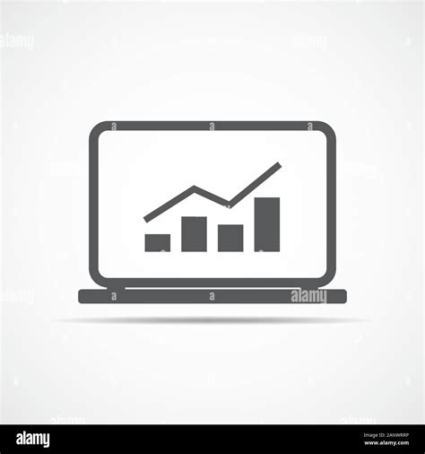 growing bar graph on laptop screen growing chart in flat design