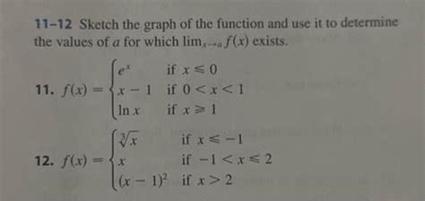 Solved 11 12 Sketch The Graph Of The Function And Use It To