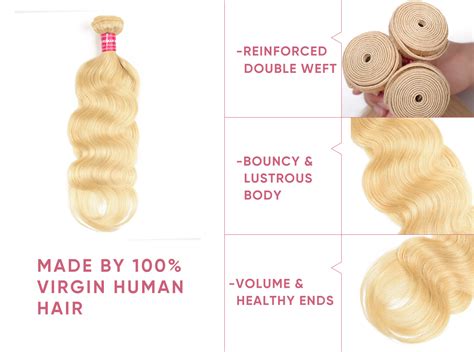 Kriyya Brazilian Body Wave 613 Blonde Hair 4 Bundle Deals With 4x4 Lace