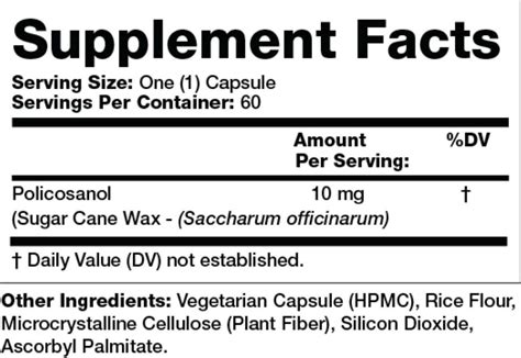 Olympian Labs Policosanol 60 Count Natural Cholesterol Support