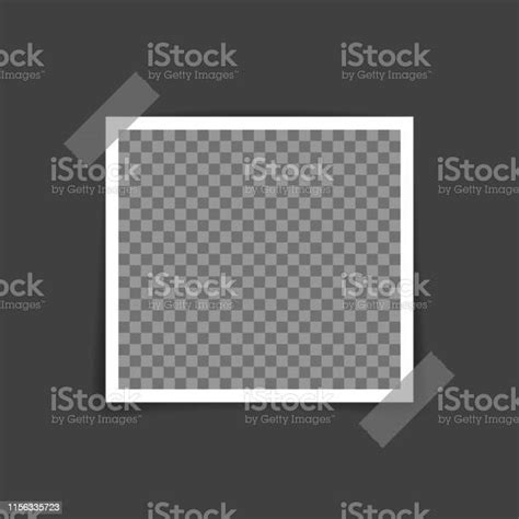 벡터 사진 프레임 모형 디자인입니다 투명 한 배경에 격리 된 스티커 테이프에 사진 프레임 벡터 일러스트레이션 검은색에 대한 스톡 벡터 아트 및 기타 이미지 Istock