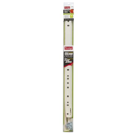 Prestige Drawer Slide Metal White 400mm 2 Pack