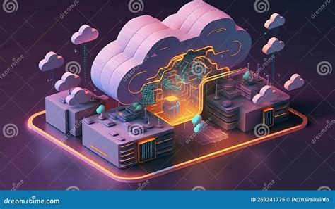 Cloud Computing Technology Concept Futuristic Illustration Stock Illustration Illustration Of