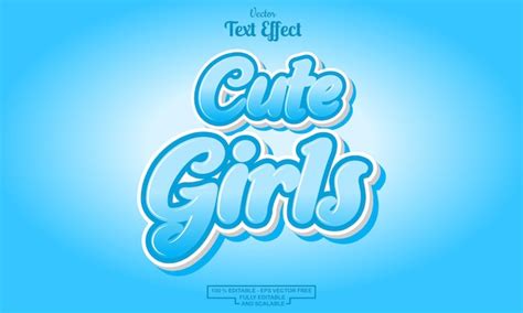 Premium Vector Cute Girls Modern Cartoon Editable Text Effect Design