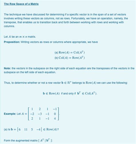 Solved The Row Space Of A Matrix The Technique We Have Chegg Com