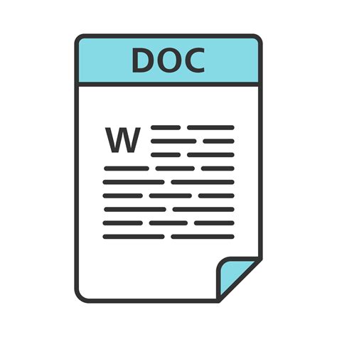 doc file color icon word processing document text file format isolated vector illustration