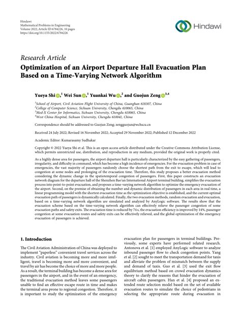 Pdf Optimization Of An Airport Departure Hall Evacuation Plan Based