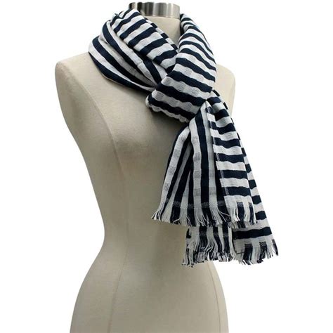 Classic Striped Lightweight Scarf Wrap Blue C0126opiv39 Scarf
