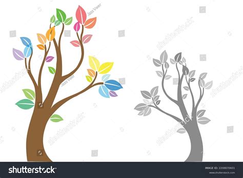 Tree Multi Color Leaves Vector Isolated Stock Vector Royalty Free Shutterstock