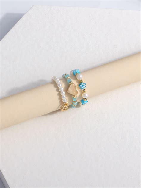 3pcs Beaded Ring Set Diy Jewelry