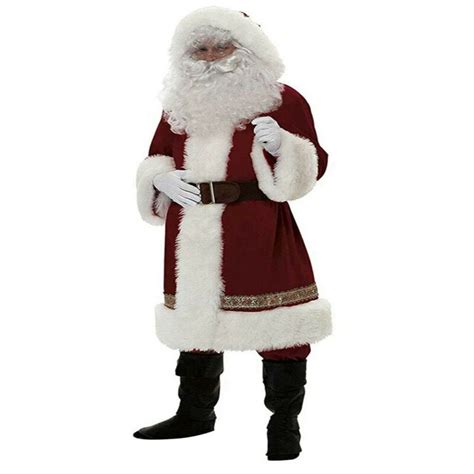 Wine Red Gold Velvet Santa Claus Suit Deluxe Mens Grandado