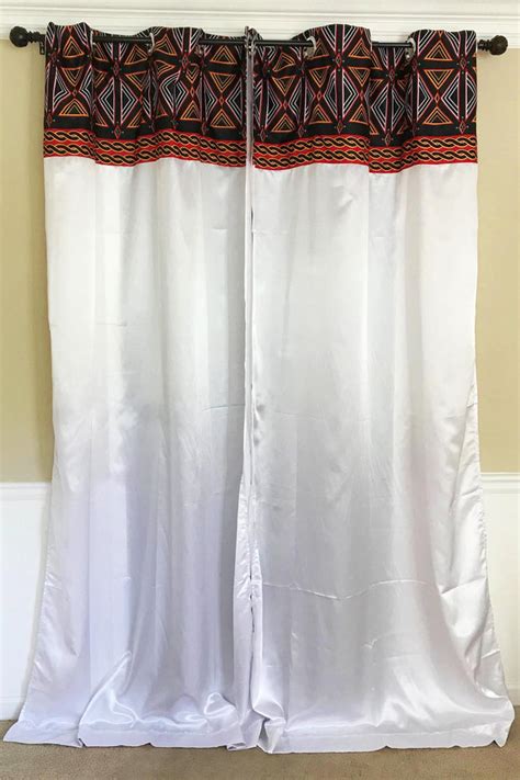 Toghu Bamenda Grommet Top African Print Curtains White Red And Black