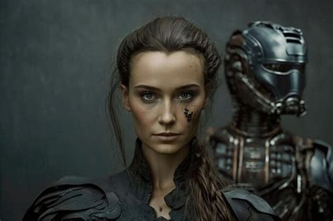 Premium Ai Image A Woman With A Mask On Her Face Stands In Front Of A