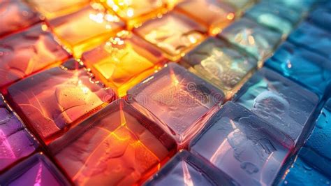 Abstract Art With Vibrant Multicolored Glass Cubes Reflecting Light Creating Dynamic