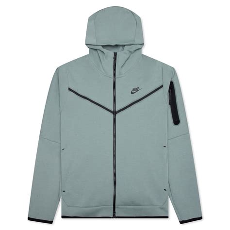 Nike Sportswear Tech Fleece Full Zip Up Hoodie Mica Green Black Feature