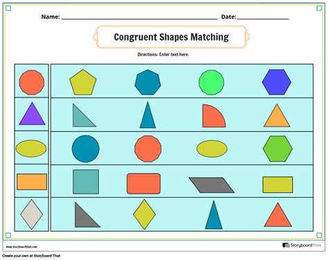 Congruent Shapes Worksheet With Colorful Shapes