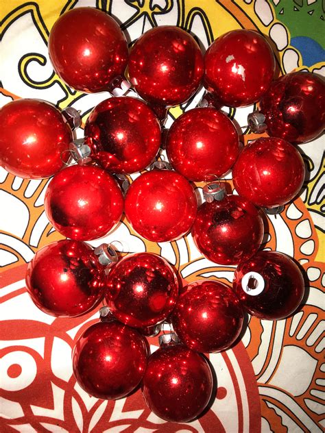 Vintage Red Glass Ball Ornaments Small Red Glass Ball Ornaments Set