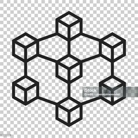 평면 스타일에서 Blockchain 기술 벡터 아이콘입니다 암호화 격리 투명 한 배경에 큐브 블록 그림입니다 Blockchain