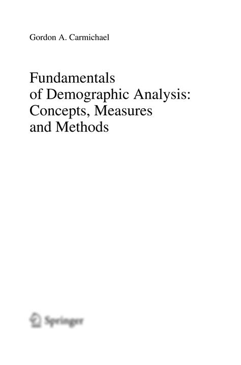 Solution Fundamentals Of Demography Analysis Concepts Measures And