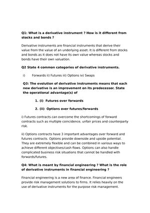 Tutorial 6 Answers Answer Tutorial 6 Answers Q1 The Price Of The Stock Must Be RM6 Or Above