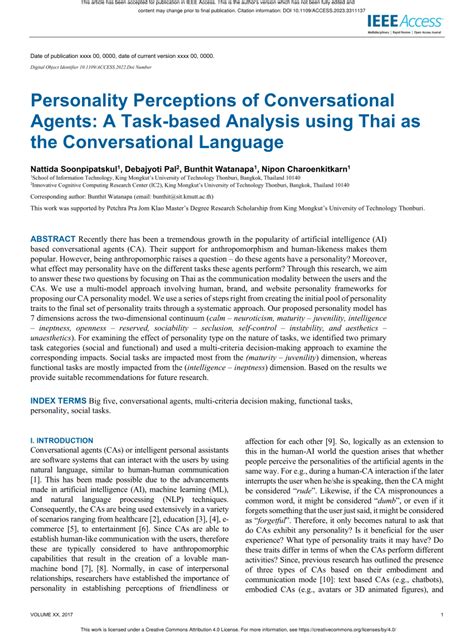 pdf personality perceptions of conversational agents a task based
