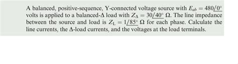 Answered A Balanced Positive Sequence Bartleby