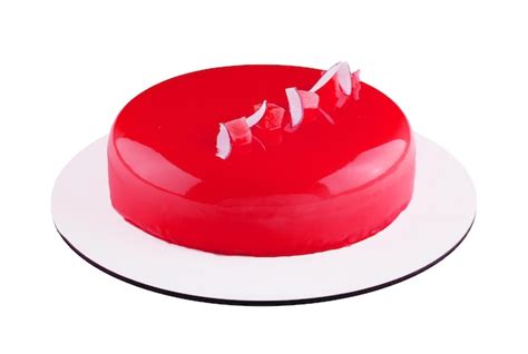 Premium Photo Red Mousse Cake On White Plate