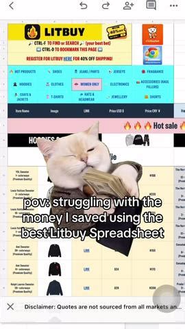 The Best Litbuy Spreadsheet With Over 10 000 Links Litbuy Fyp Cnfan