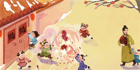 元日古诗插画袁大脸 站酷zcool