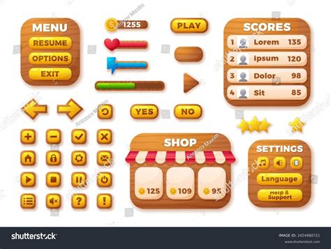 Game Interface Buttons User Interface Elements Stock Vector Royalty Free Shutterstock