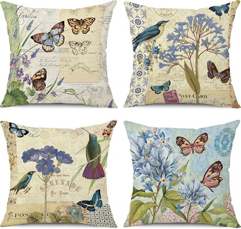 Wyooxoo Throw Pillow Covers 18x18 Set Of 4 Summer Spring