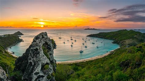 Coast Landscape Sea Bay Beach Boat Morning Sunrise Wallpaper