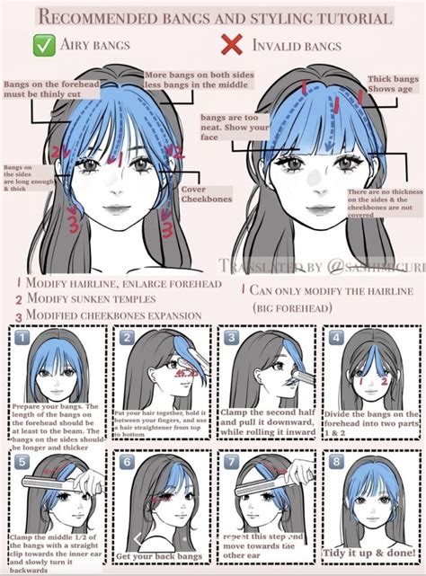 小红书 Id 45949276 Bangs Styling Tutorial For Diamond Face Shape
