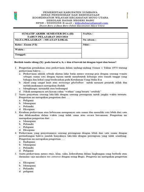 Mulok Kls 6 Sas 2 Ok Pdf Ilmu Sosial
