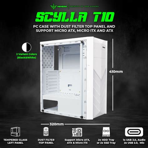 Jual Casing Nyk T10 Scylla Gaming White Casing Komputer Pc Shopee Indonesia
