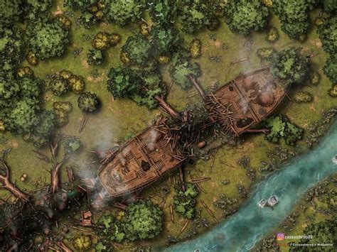 Crashed Airship Fantasy World Map Fantasy Map Airship