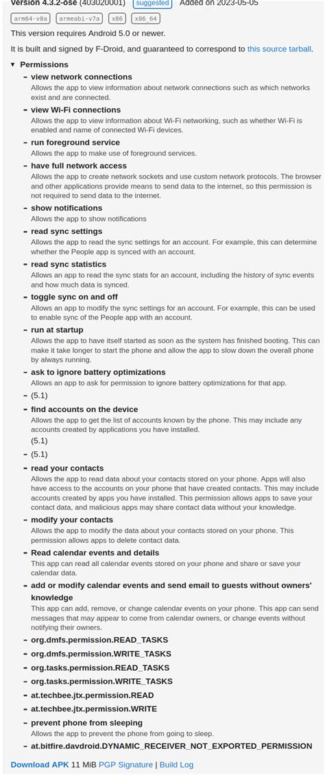 Apps May Show A Different Set Of Permissions On F Droid Website Than In