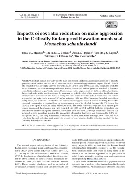 Pdf Impacts Of Sex Ratio Reduction On Male Aggression In The