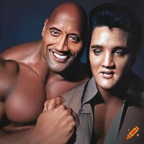 Legends Elvis Presley And Dwayne The Rock Johnson Together In A Photo